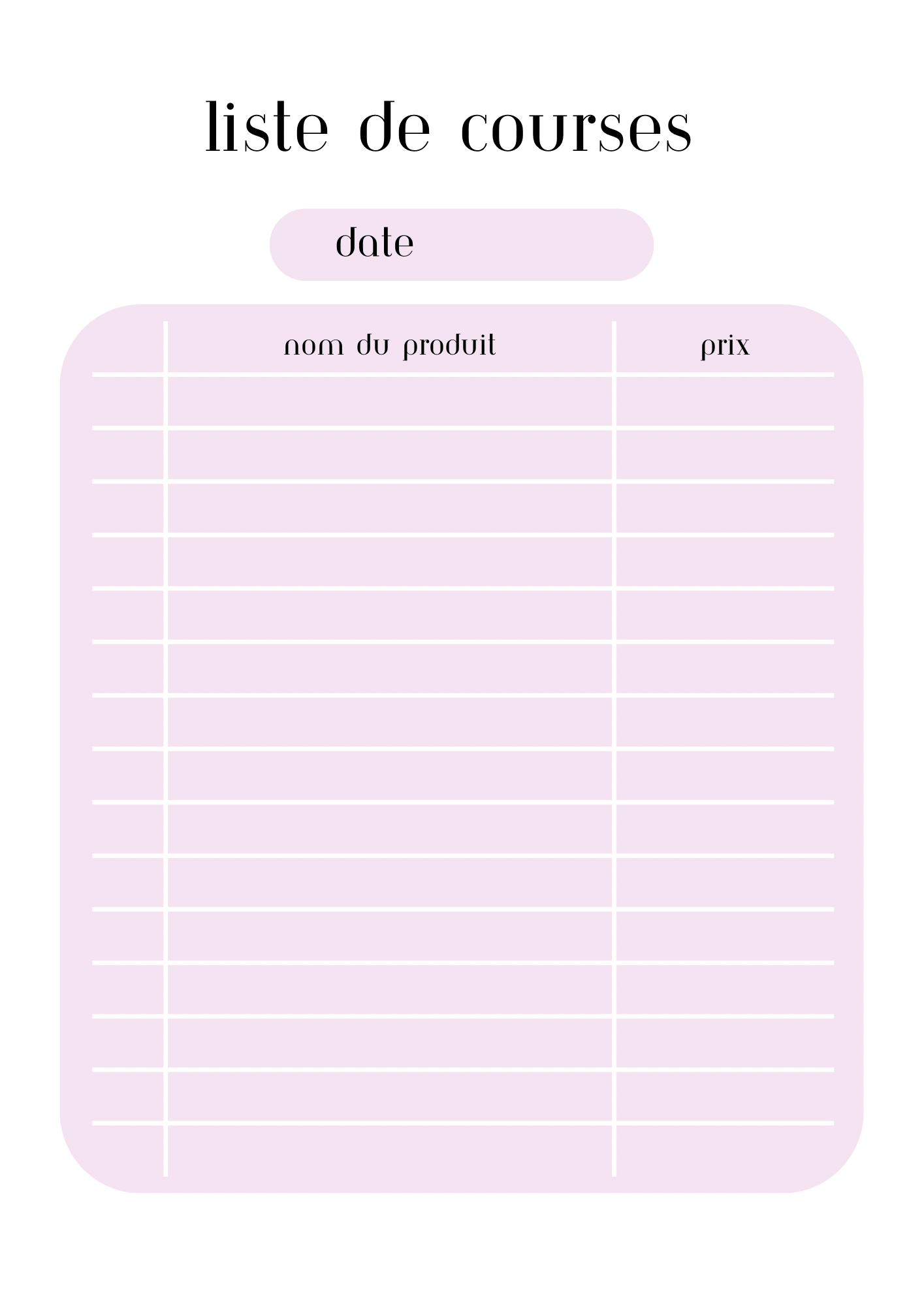 Bullet journal - La Liste des courses de Moogie